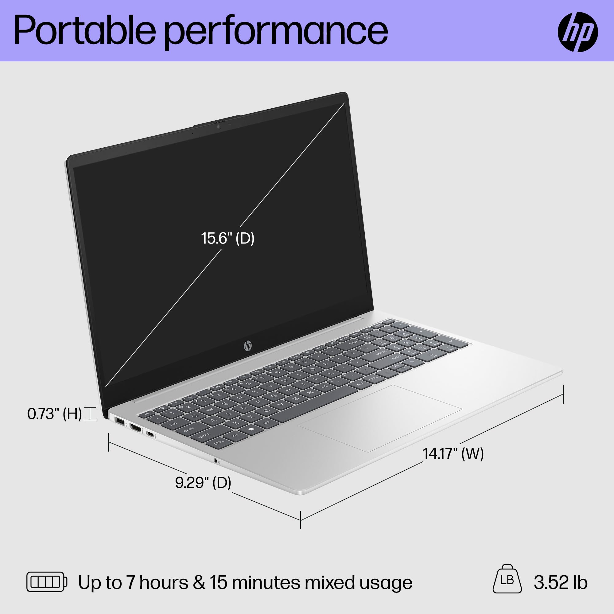 Mua HP 15 inch Laptop, HD Display, 13th Generation Intel Core i5-1334U, 8 GB RAM, 512 GB SSD ...