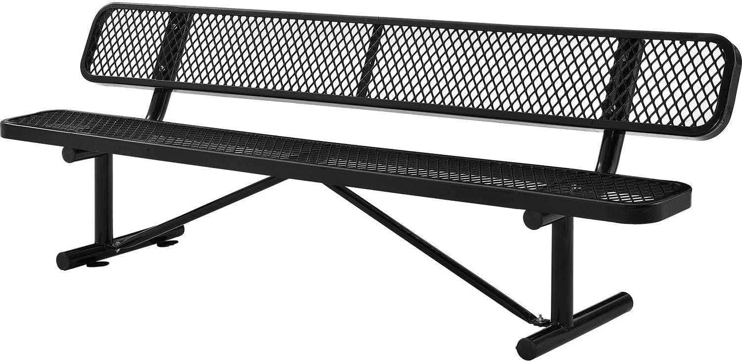 Amazon.com: 96" L Expanded Metal Mesh Bench w/Back Rest, Black: Kitchen ...