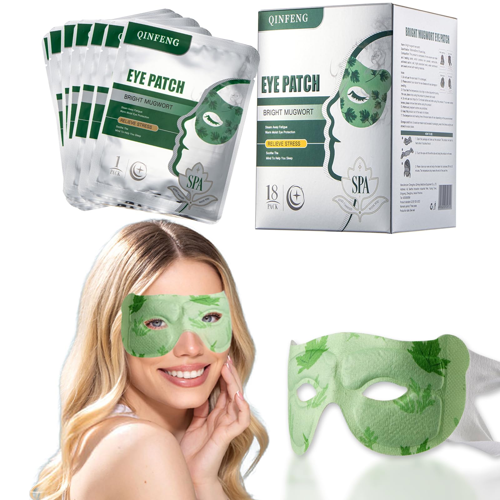 QINFENG 18 Packs Steam Eye Masks for Dry Eyes Hollow Spa Warm Eye Mask ...