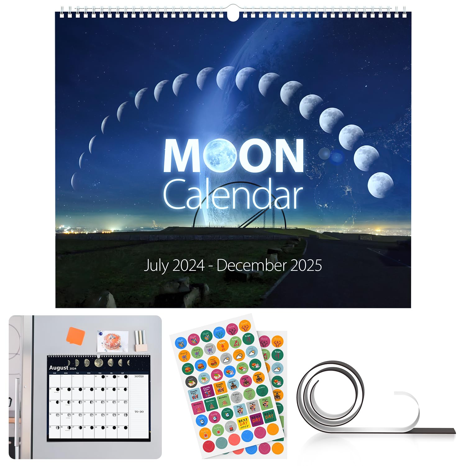 Mua 2024-2025 Wall Calendar - Moon Phase Calendar, 18 Month Calendar July 2024-2025, 14" x 12 ...
