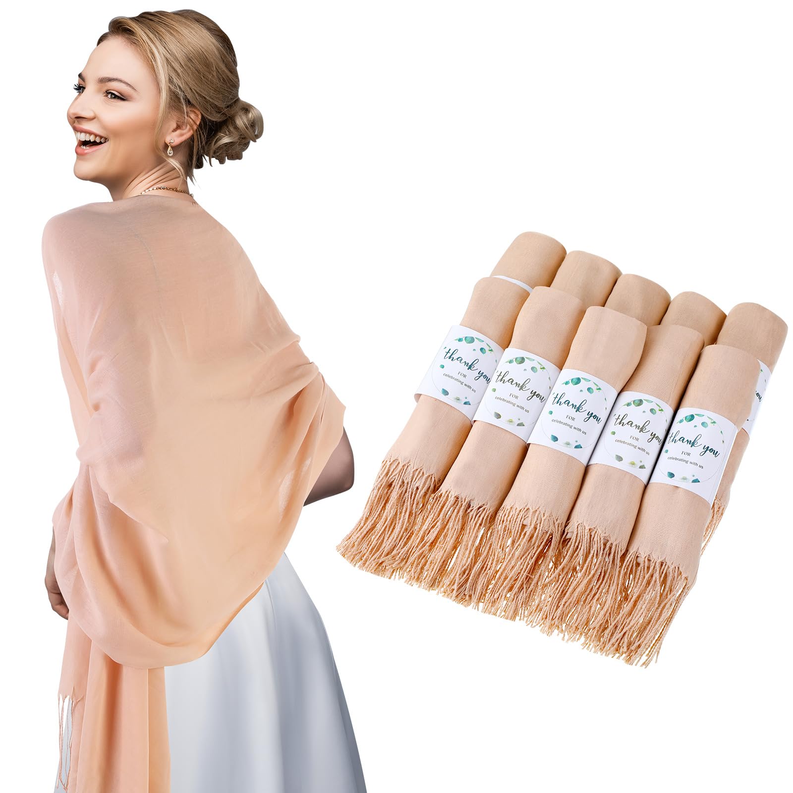 ramede 50 Pack Pashmina Shawls and Wraps 79 x 28 Inch Bulk Wedding ...