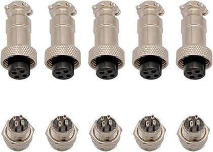 5 pares Aviación Conector Plug 4 Pin 12 mm hilo Conectores macho y ...