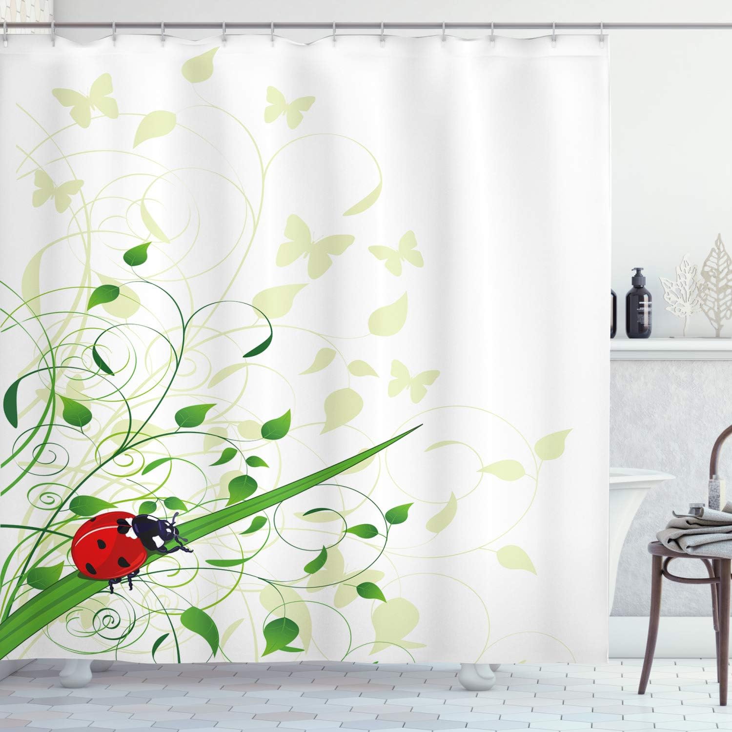 Amazon.com: Lunarable Bug Shower Curtain, Print of a Spring Scene of a ...