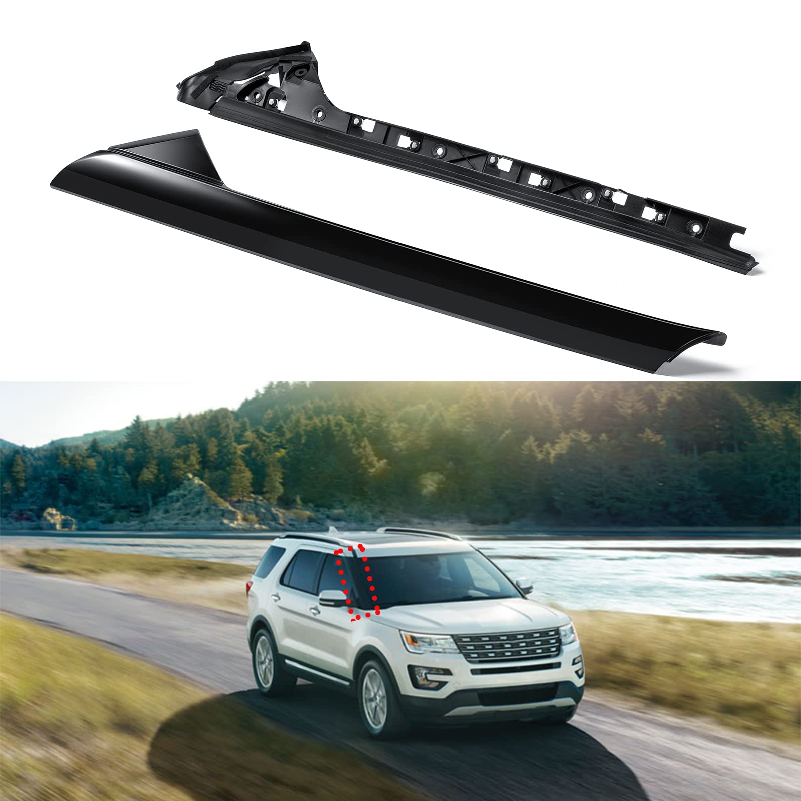 SHUNSEN A-Pillar Front Molding Windshield Trim Left Outer & Inner ...