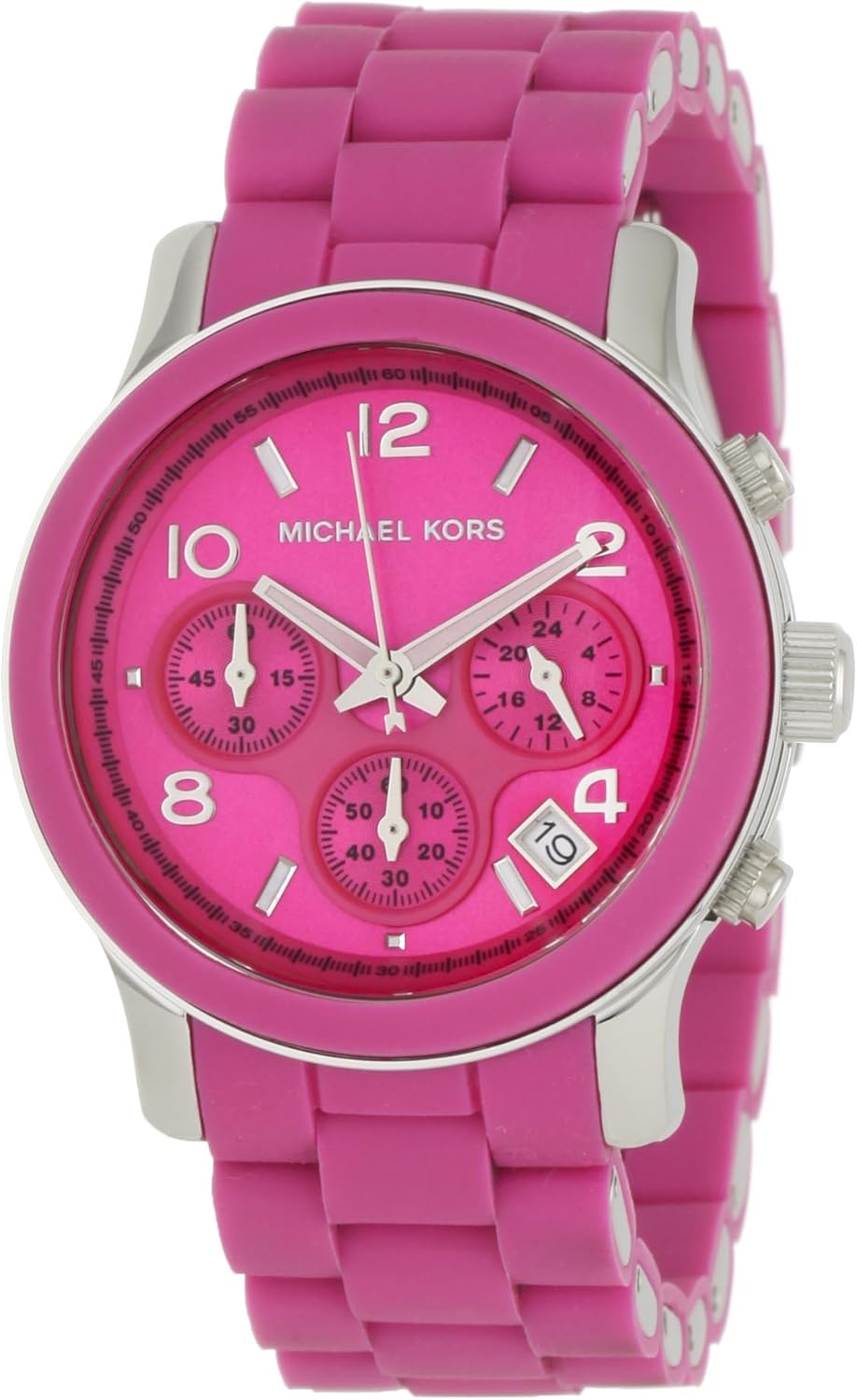 Michael Kors Pink Silver-tone Chronograph Ladies Watch MK5206: Amazon ...