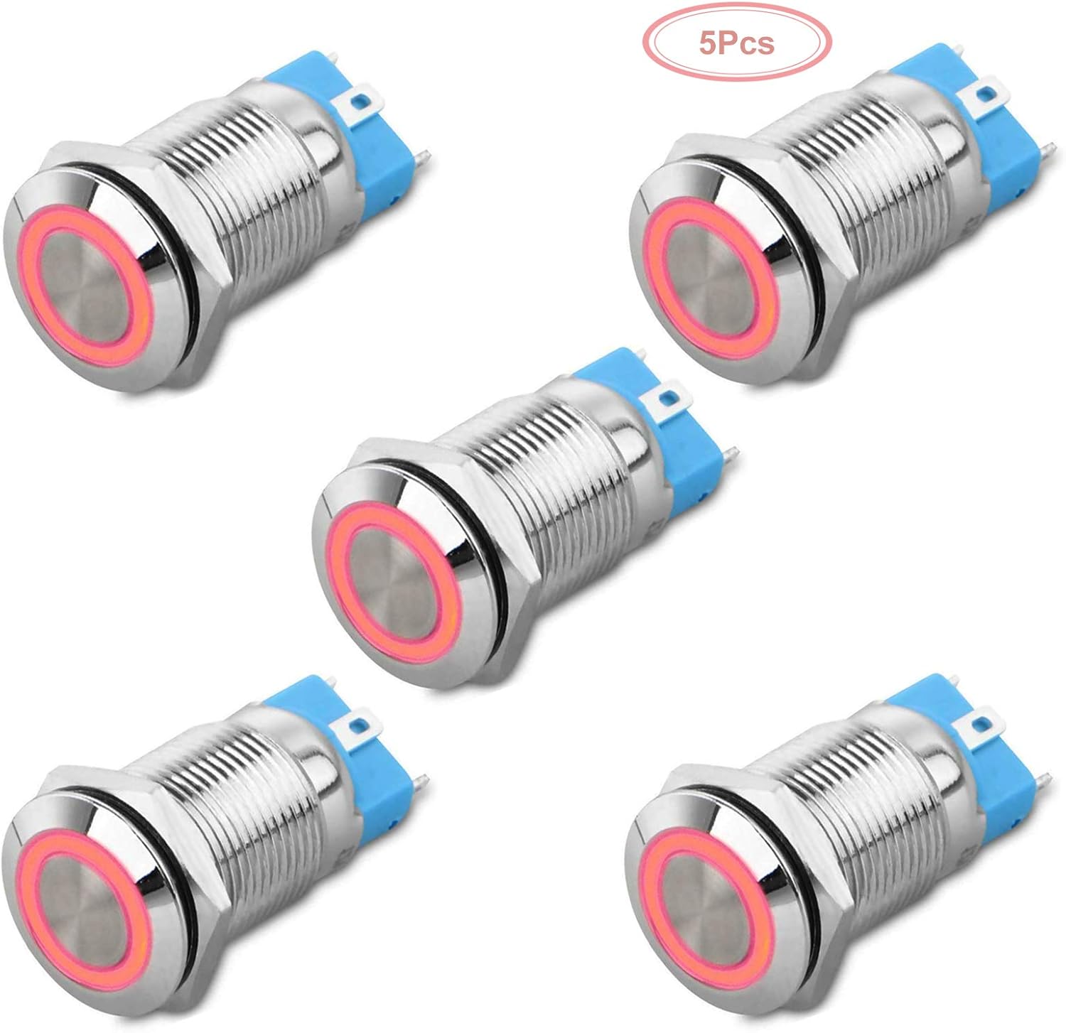 EEEKit 12mm Metal Latching Push Button Switch, 4 Pin DC 12V/24V SPDT ...