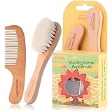 Amazon.com: Baby Hair Brush and Baby Comb Set - Wooden Baby Brush with ...