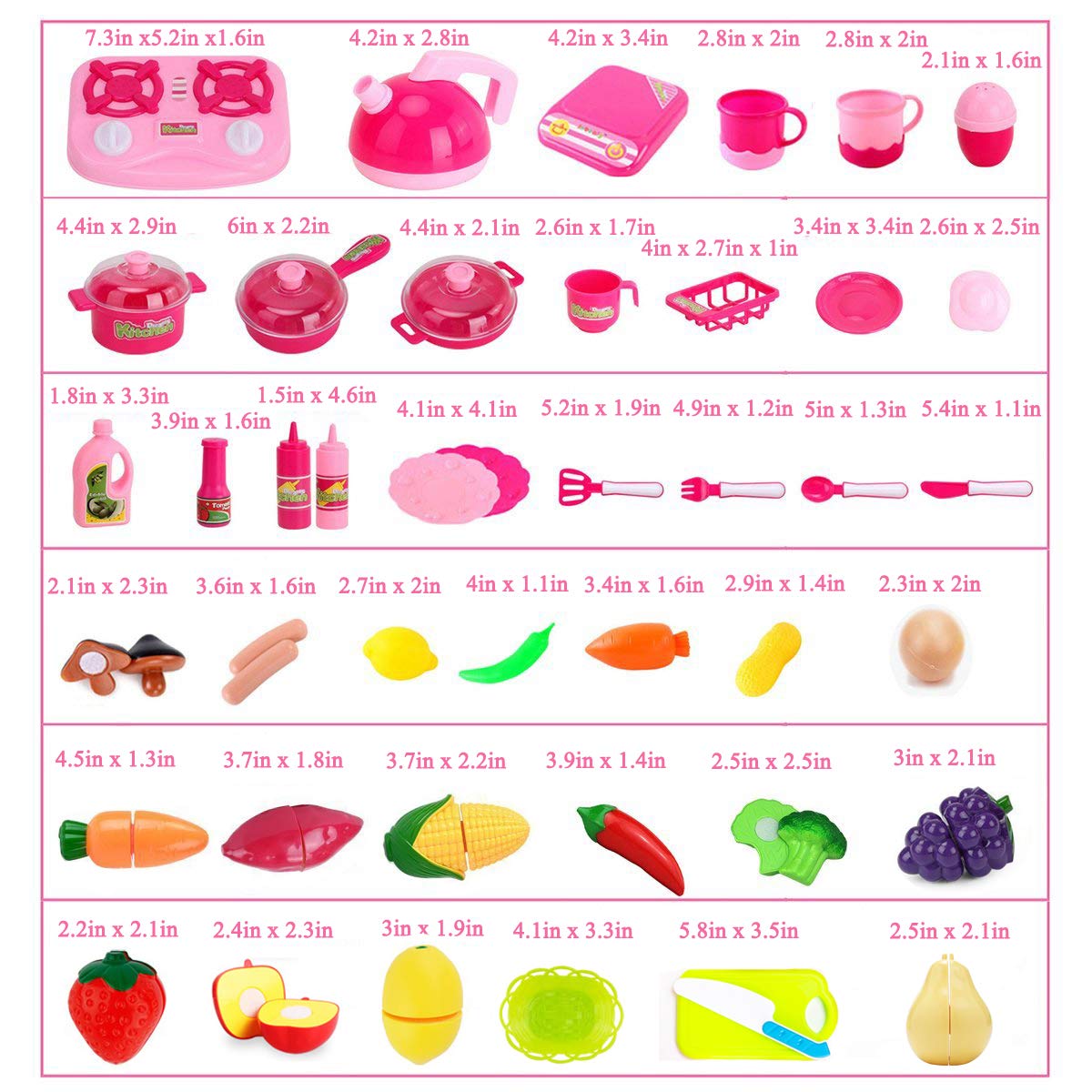 Mua Kimicare 58 Piece Kitchen Cooking Set Girls Boys Fruit Vegetable ...