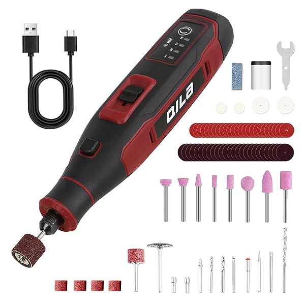 Rotary Tool, QILA Cordless Rotary Tool Kit, 4 Varable Speed Powered ...