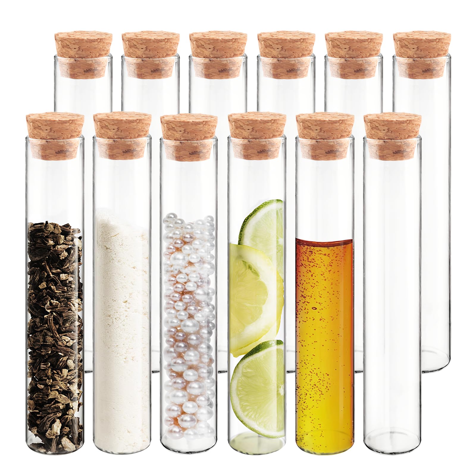 HUAOU 12pcs 10ml Glass Test Tube with Cork Stopper, 15x100mm Small ...