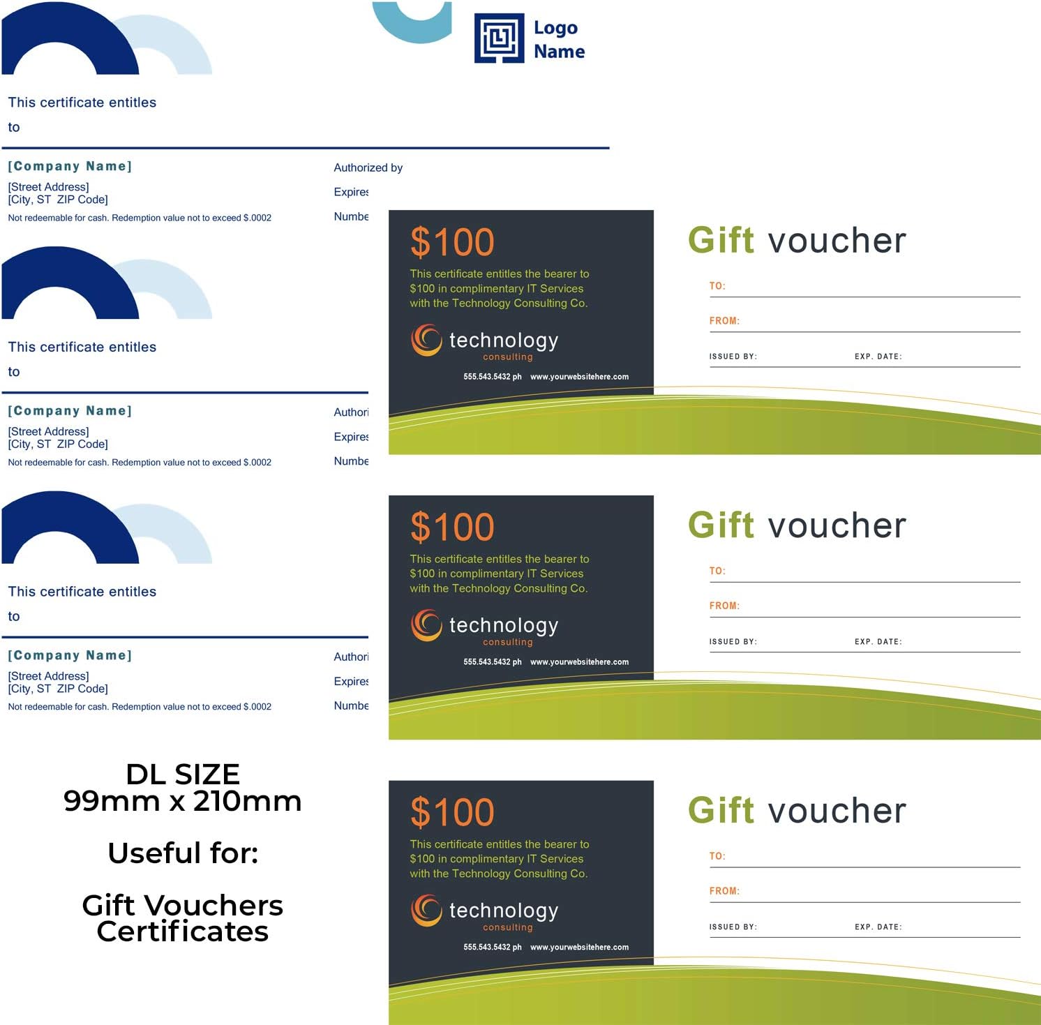 OfficeGear DL Cards 3-up (55 Sheets – 165 Pack) 99mm x 210mm Perforated ...