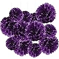 Amazon.com: Purple Tissue Paper Pom Poms,Hanging Paper Pompoms Flower ...