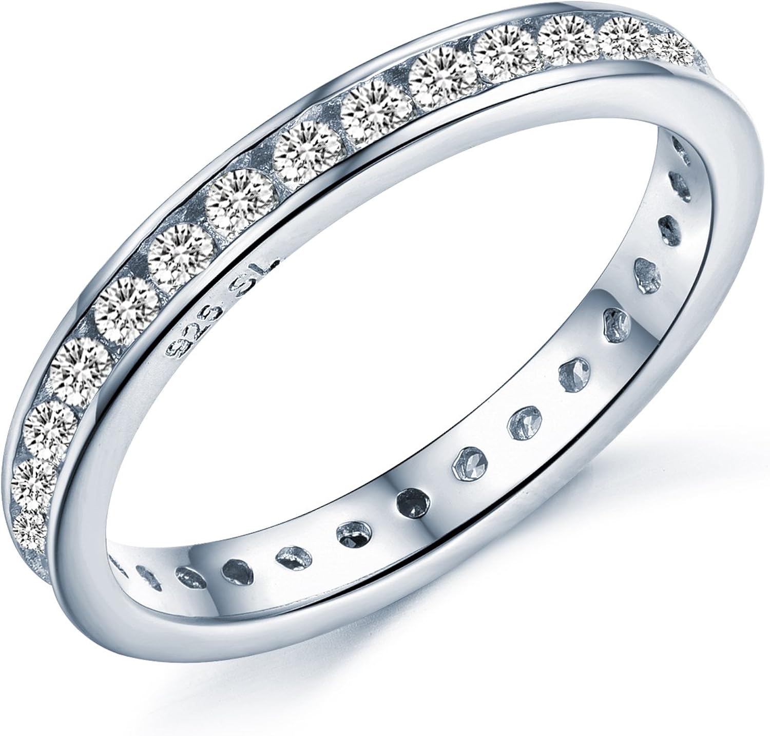 Brilliant Round Cut Eternity Ring - Full AAAAA Cubic Zirconia Crystal ...