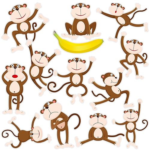 48 Pieces Jungle Monkeys Cut-Outs with 5 Sheet Glue Point Dot for ...