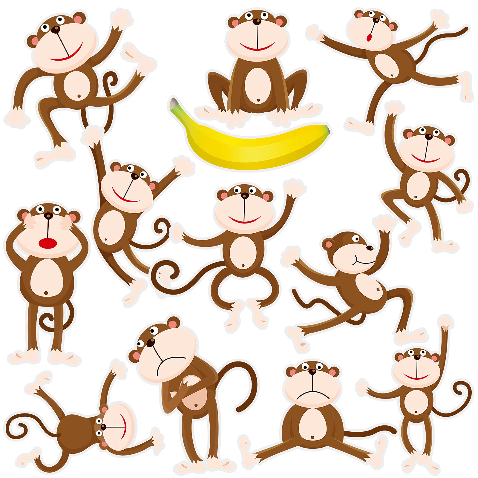 Buy 48 Pieces Monkeys Cut-Outs Banana Cutouts Jungle Animals Cutouts ...