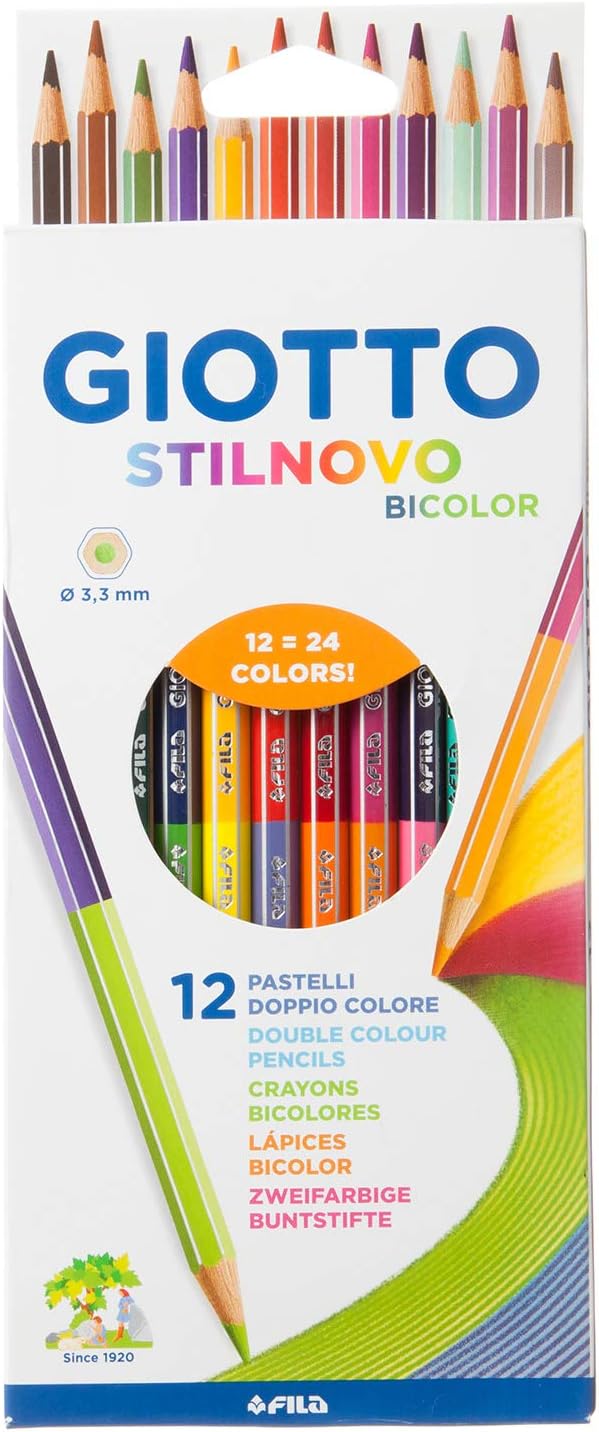 Giotto 256900 - Stilnovo Bicolor Astuccio 12 Pastelli Colorati: Amazon ...