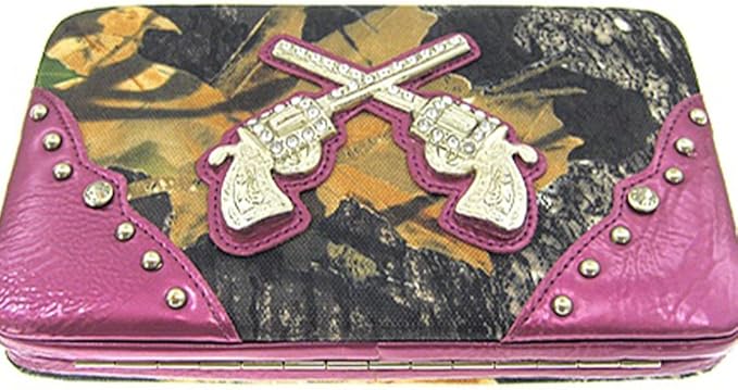 Western Cowgirl Camo Revolver Guns Flat Wallet Clutch Purse Camouflage ...