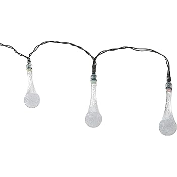 GDEALER Solar Outdoor String Lights 20ft 30 LED Water Drop Solar String ...
