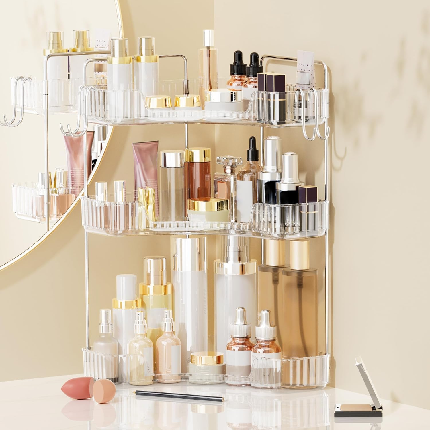 Kinkota 3 Tier Corner Bathroom Organizer Countertop, Plastic Bathroom ...