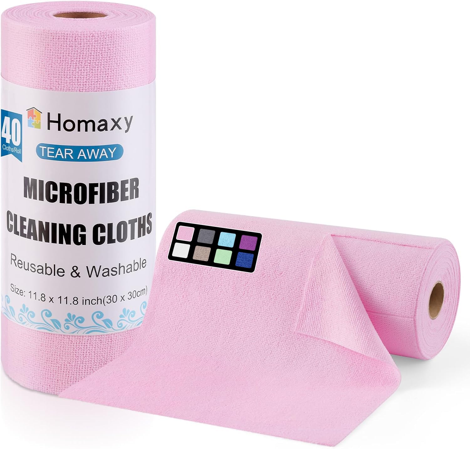 Homaxy Tear Away Dish Cloths Rolls, 40 Sheets-11.8" X 11.8", Reusable ...