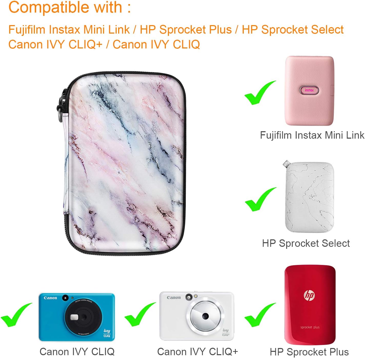 FINTIE Protective Case for HP Sprocket Plus, Fujifilm Instax Mini Link ...