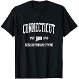 Amazon.com: Connecticut T-Shirt Vintage Sports Design Retro CT Tee ...