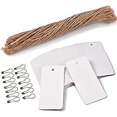 Amazon.com: 200PCS Price Tags with Pre Cut Jute String and Safety Pins ...
