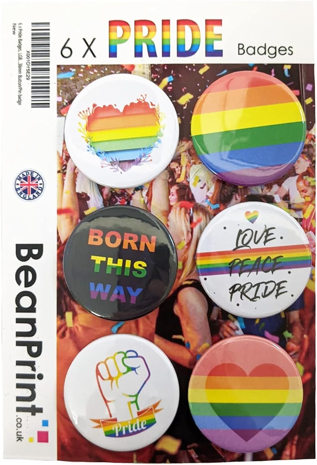 6 x Pride Badges, LGBTQ+ Pride 38mm Button/Pin badge: Amazon.co.uk ...