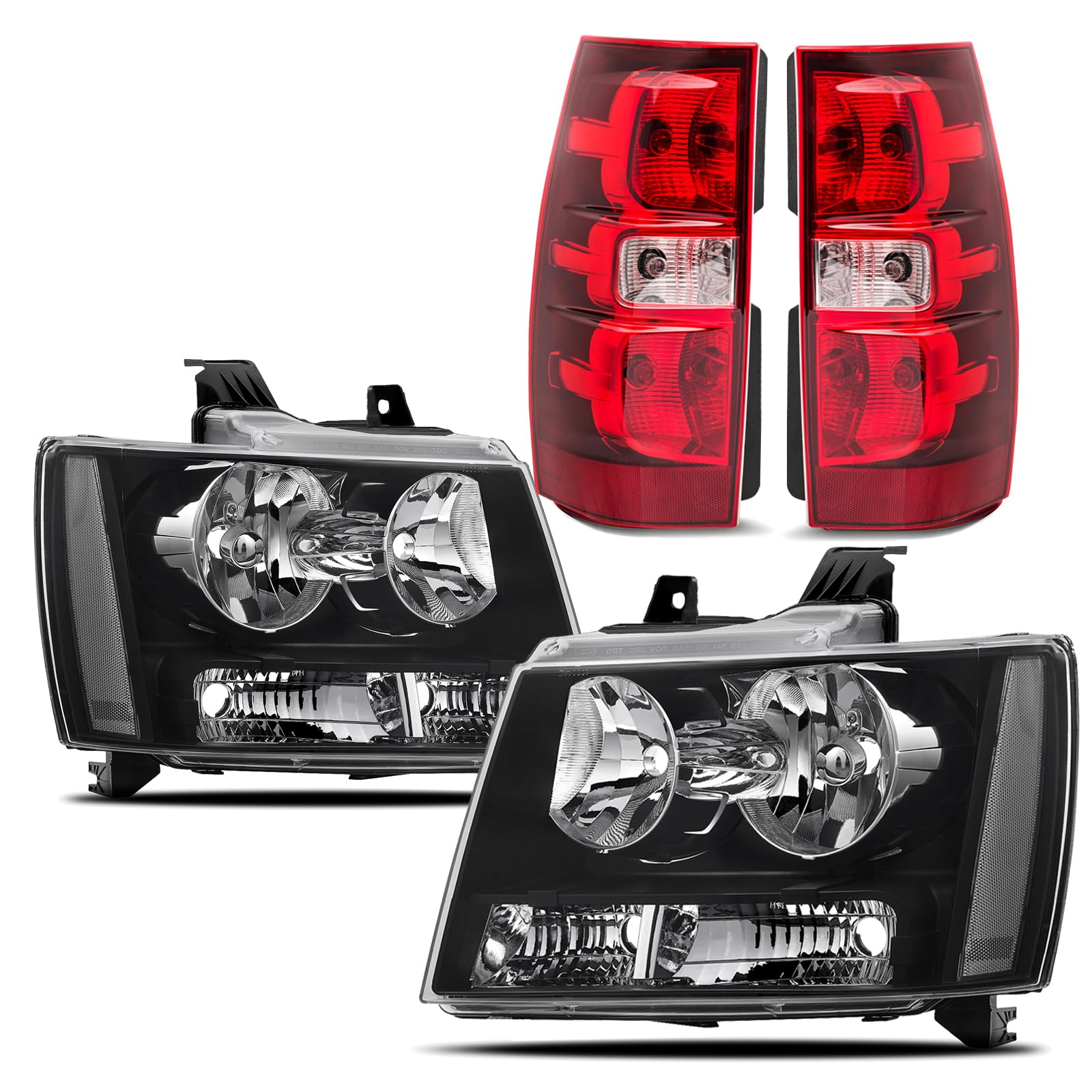 corkiauto Headlights w/Tail Lights Assembly Kits compatible with 2007 ...