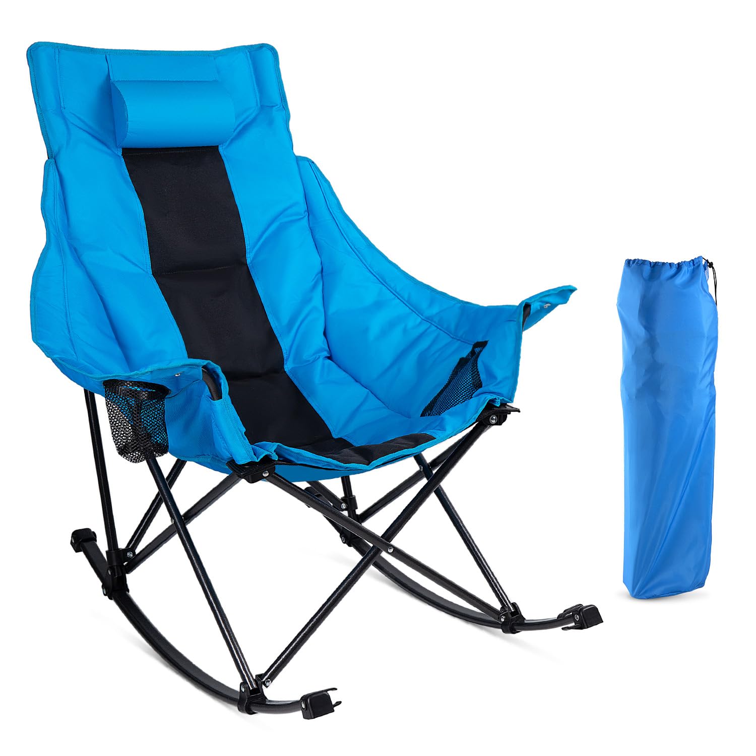 LEMBERI Outdoor Folding Rocking Camping Chair for Adults,Portable ...