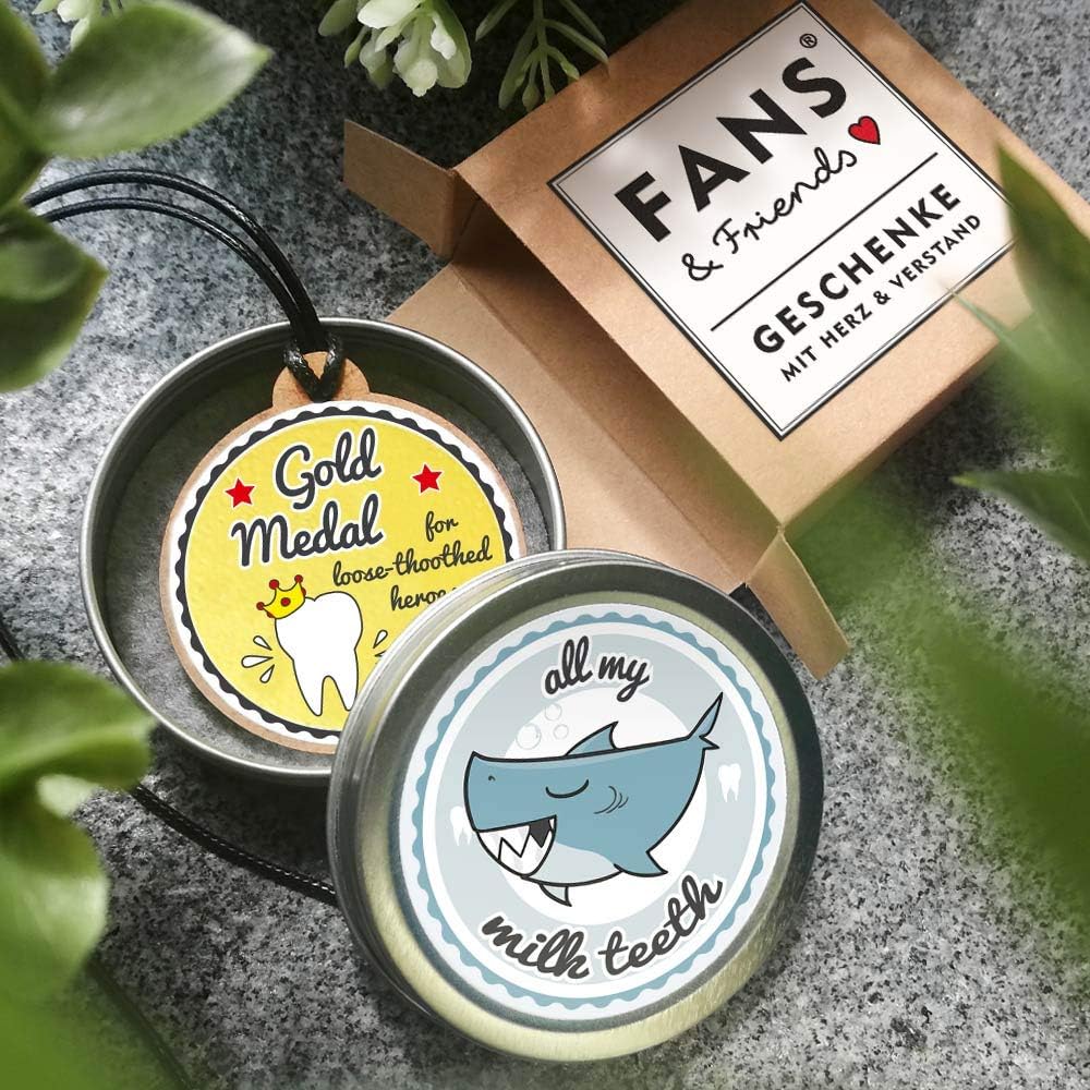 FANS & Friends baby teeth box with medal, safe screw cap, tooth fairy ...