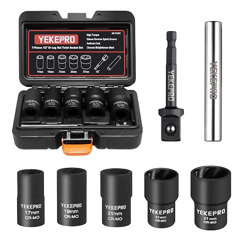 Impact Socket Sets 1/2" Locking Wheel Nut Remover Stud Bolt Impact ...