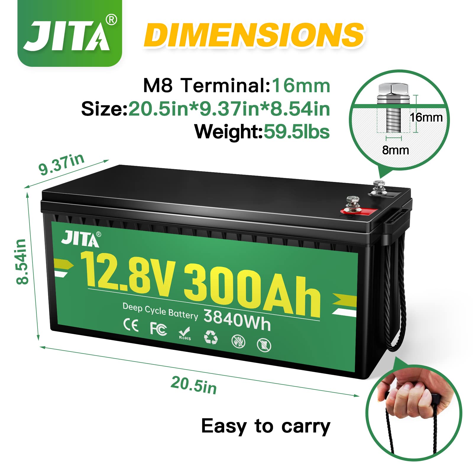 Mua JITA 12V 300Ah Lithium Battery LiFePO4 Deep Cycle Battery 200A BMS ...