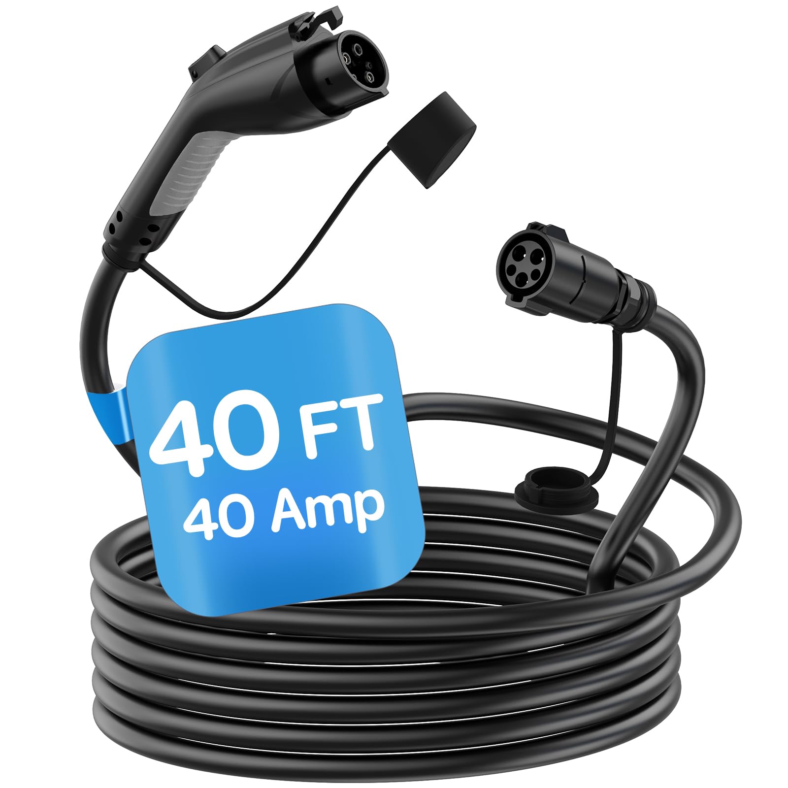 EV Charger Extension Cable, 40ft 40Amp J1772 Extension Cable Compatible ...
