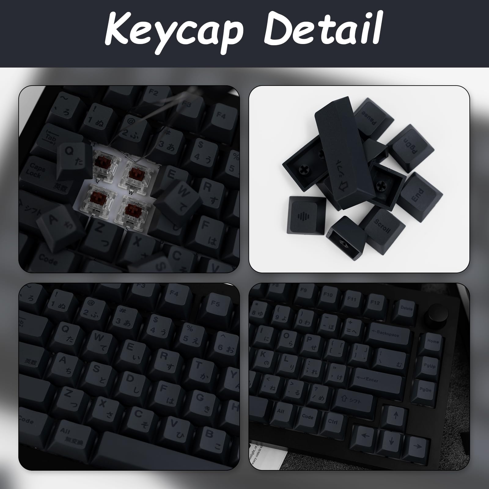 Mua JOLINTAL 143 Keys Grey on Black Keycaps Set, Japanese Keycaps ...
