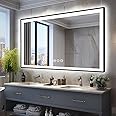 Amazon.com: Megatex 60x40 LED Mirror for Bathroom - Matte Black Framed ...