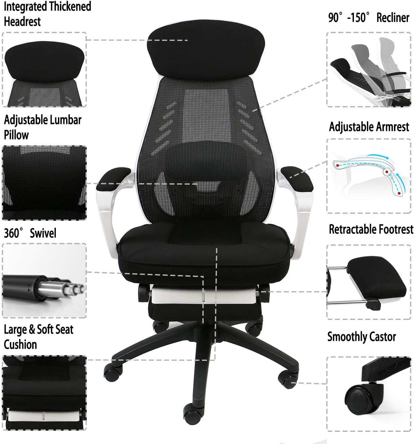 Sedie e Divani Fullwatt Sedia da Ufficio ergonomica con braccioli Sedia ...