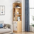 Amazon.com: IOTXY Narrow Corner Bookcase with Storage - 72.6" Tall ...