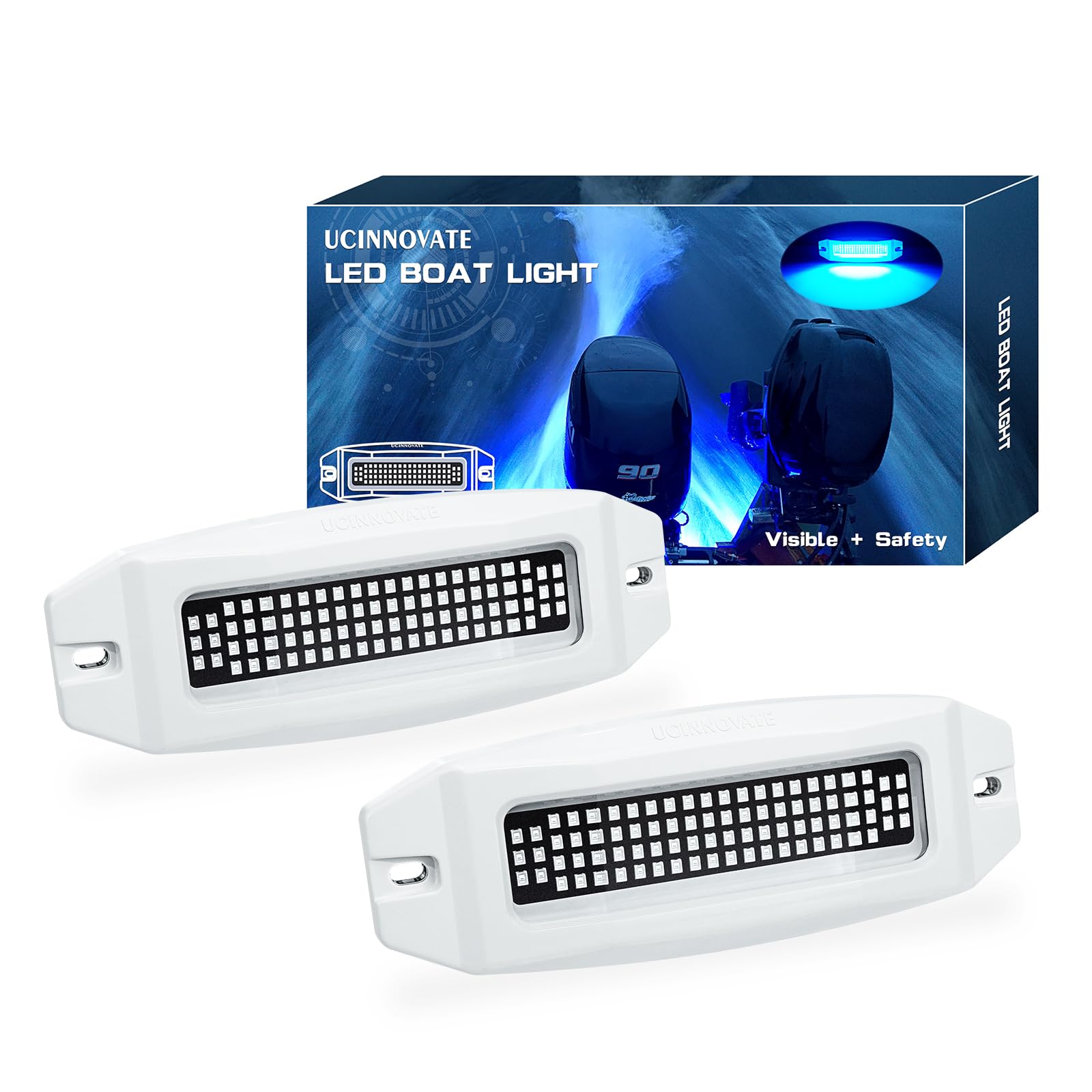UCINNOVATE 2X 6.9” Marine LED Boat Light, 3000LM 84LED Waterproof ...