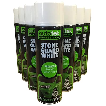 (PACK OF 6) 500ml Autotek Stone Guard WHITE stone chip protection spray ...