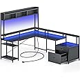 Amazon.com: Rolanstar Computer Desk with File Drawers, 99.2" L Shaped ...