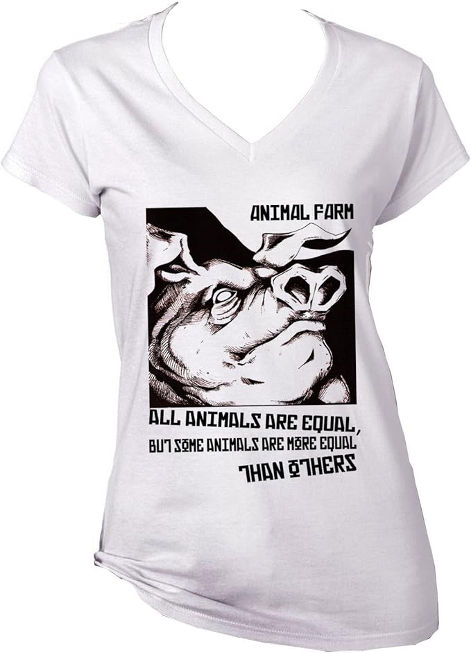 ANIMAL FARM ORWELL - New Cotton Graphic White T-Shirt: Amazon.co.uk ...