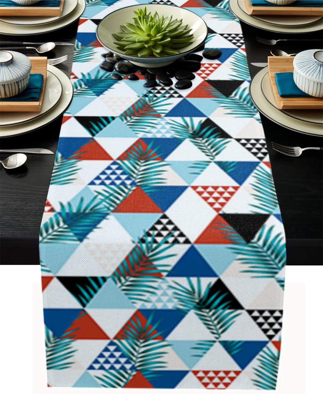Amazon.com: Comforance Geometric Table Runner for Everyday Indoor ...