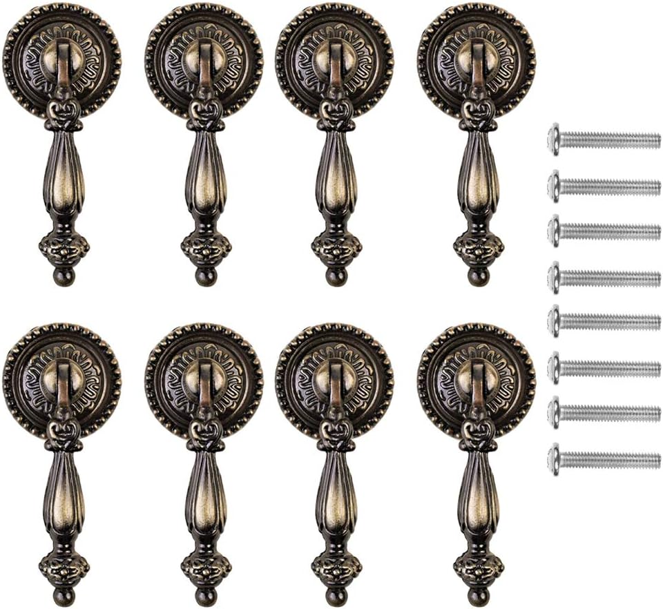 Paor Hanging Pull 8 Pack Vintage Antique Cabinet Knobs Decorative Bonze ...