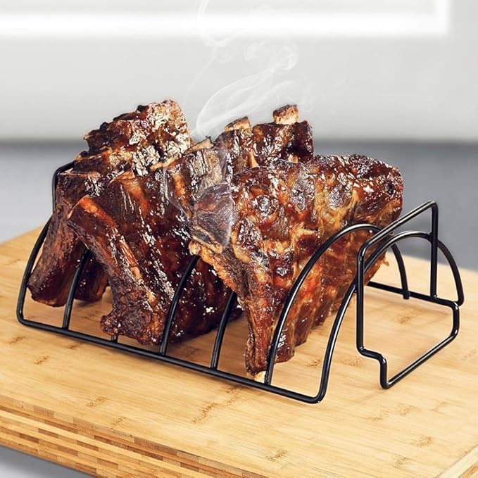 Bulary BBQ Rib Rack Antiaderente Filo metallico Stand Grill Steak ...