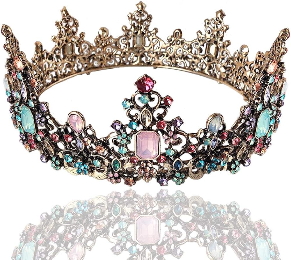 Alliage Grande Couronne Or Serti De Sept Diamants Colorés Coiffe De ...