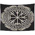 Amazon.com: Emvency Tapestry Black Design Magical Runic Compass Circle ...