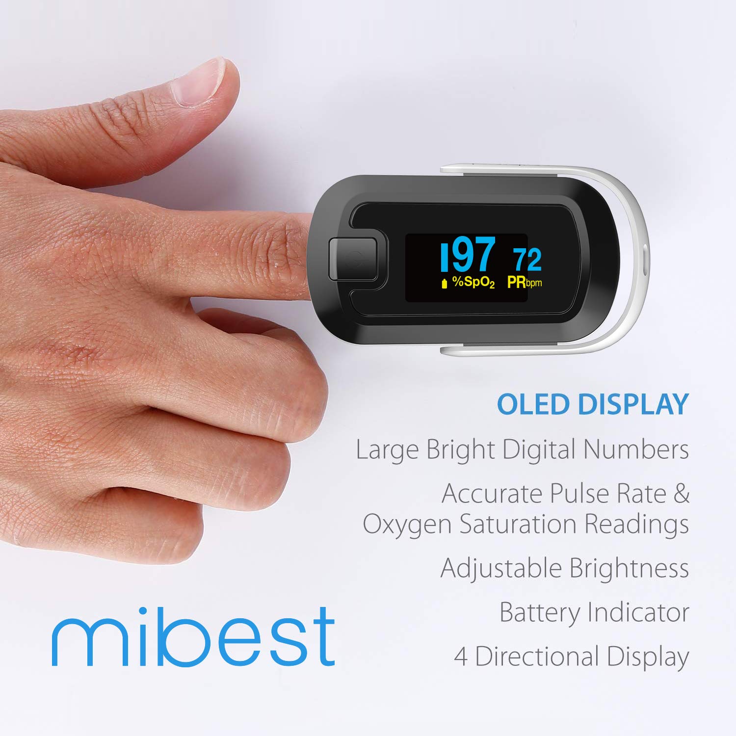 Mua MIBEST Black Dual Color OLED Finger Pulse Oximeter - Blood Oxygen ...