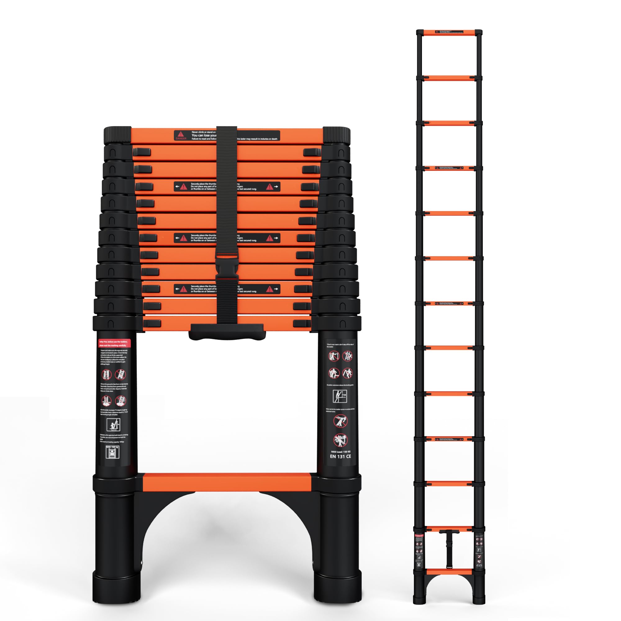 SINMEIRUN 12.5 FT Telescoping Ladder, ANSI Certified, Type I Heavy Duty ...