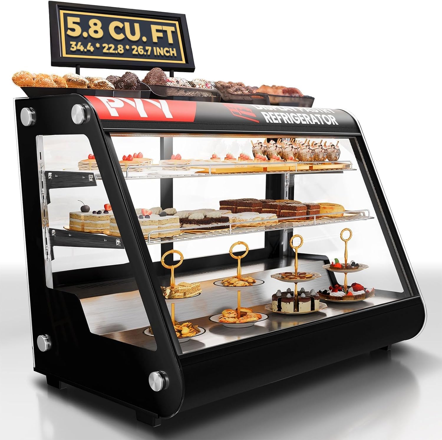 PYY Refrigerated Display Case Commercial Countertop Fridge with LED ...